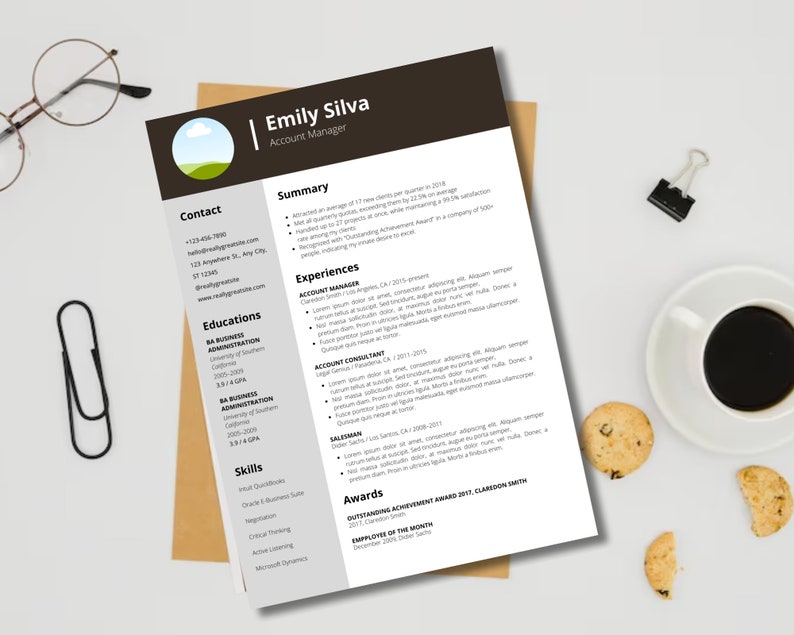 PRINTABLE RESUME TEMPLATE Resume Template With Photo Editable Resume ...