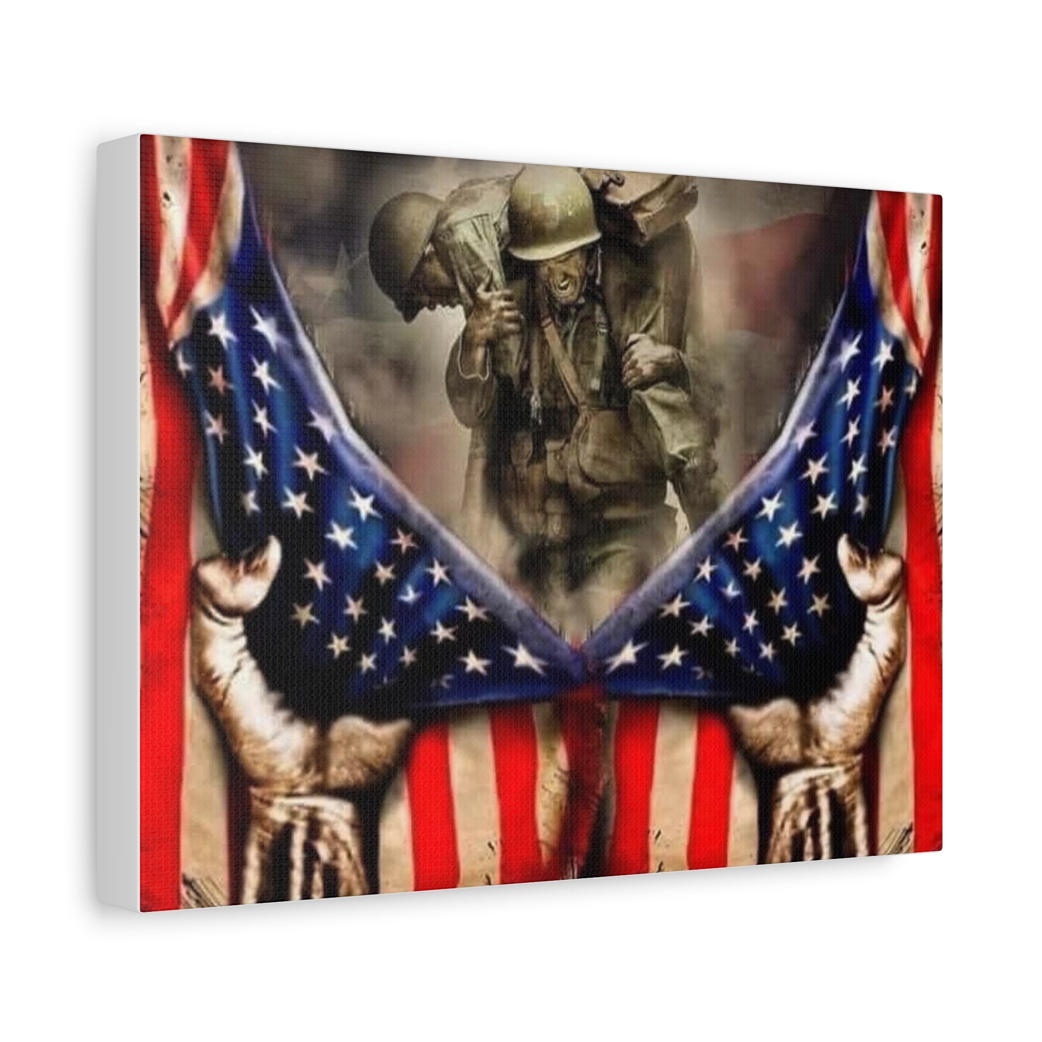 Courage Unveiled: American Soldier Carrying Wounded Warrior Canvas ...