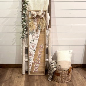 Floral Welcome Door Leaner - Etsy