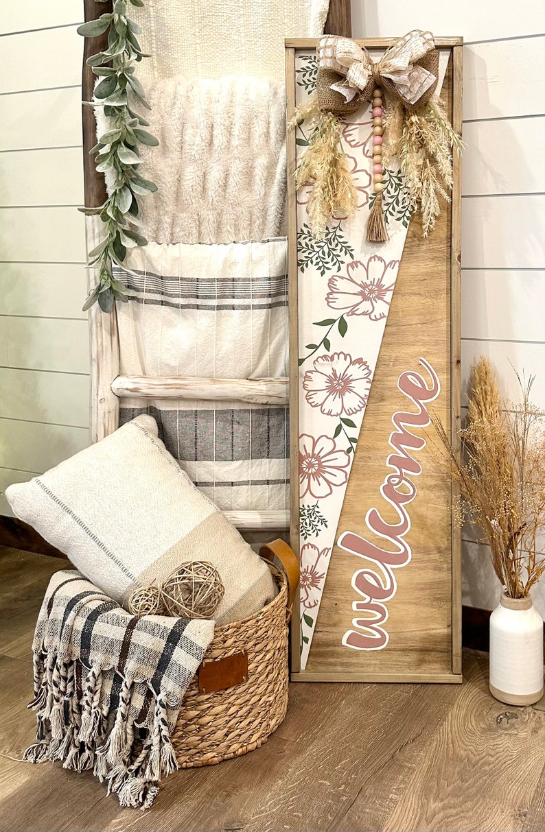 Floral Welcome Door Leaner - Etsy