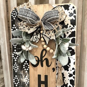 Cow Print/ Aztec Print Porch Sign - Etsy