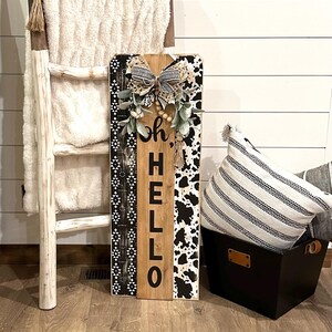 Cow Print/ Aztec Print Porch Sign - Etsy