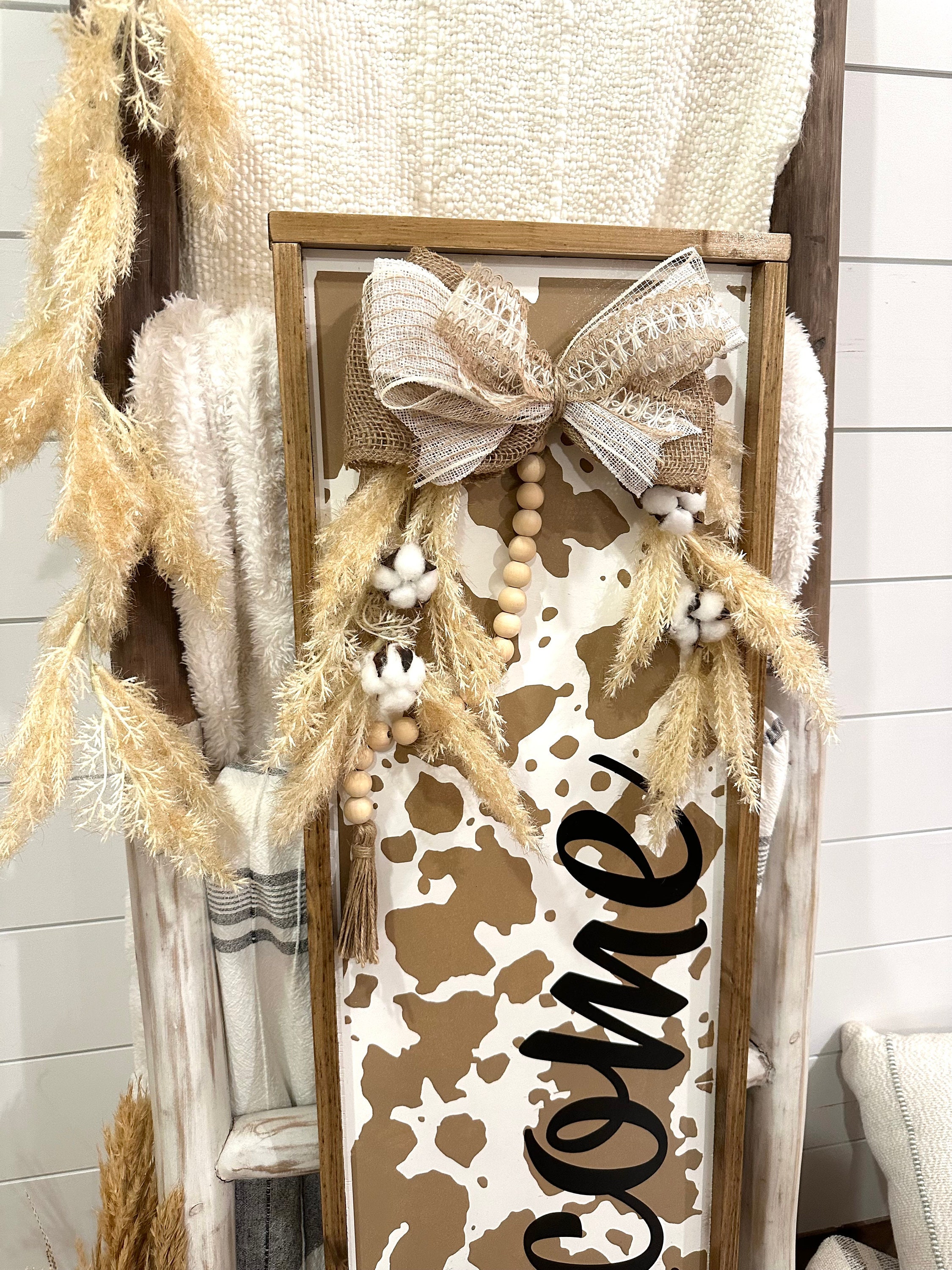 Welcome Cow Print Porch Leaner - Etsy