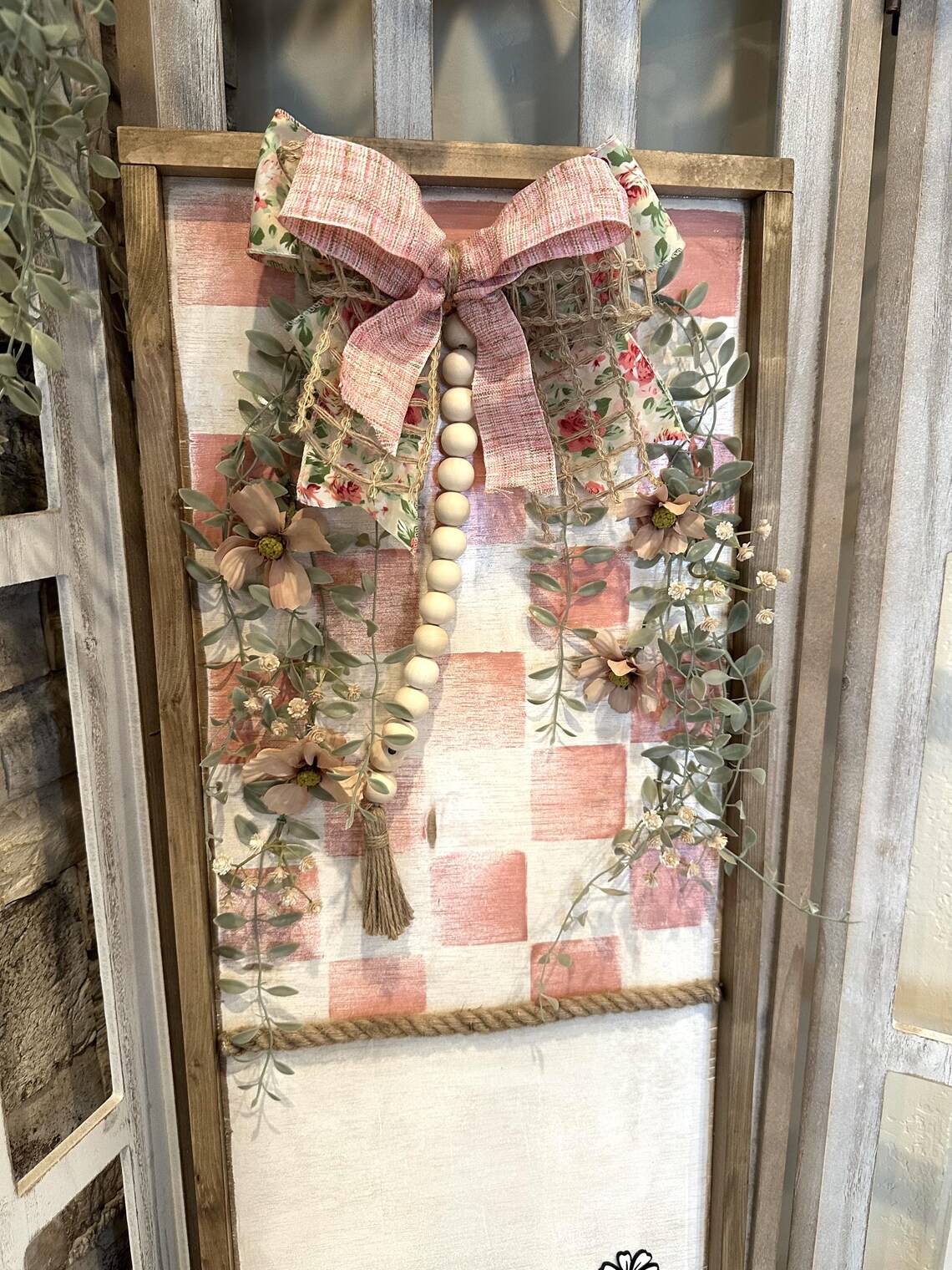 Pink Checkered Door Leaner - Etsy