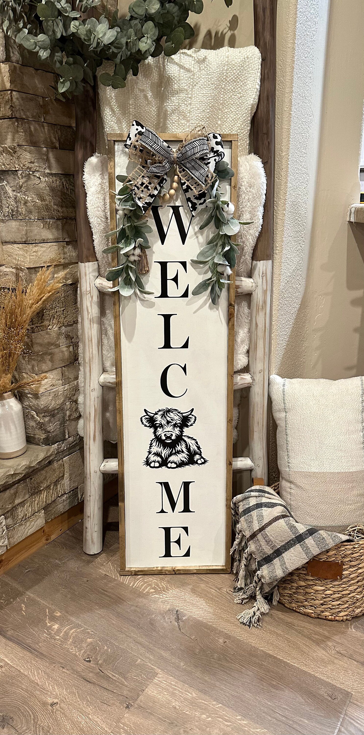 Cow Welcome Porch Leaner - Etsy