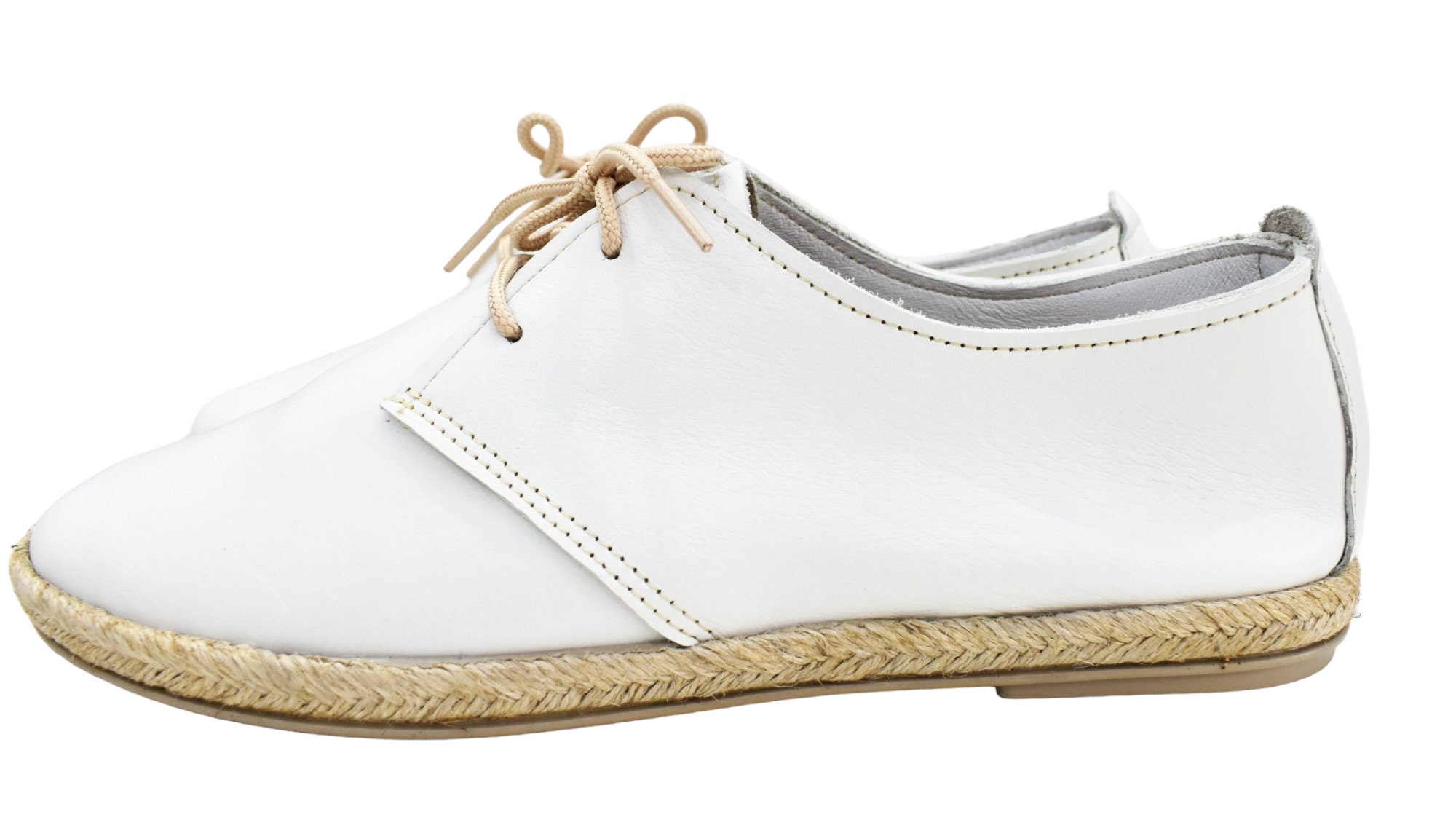 White Lace - up Shoes for Women, Boho Tie Shoes, Leather Women Shoes ...
