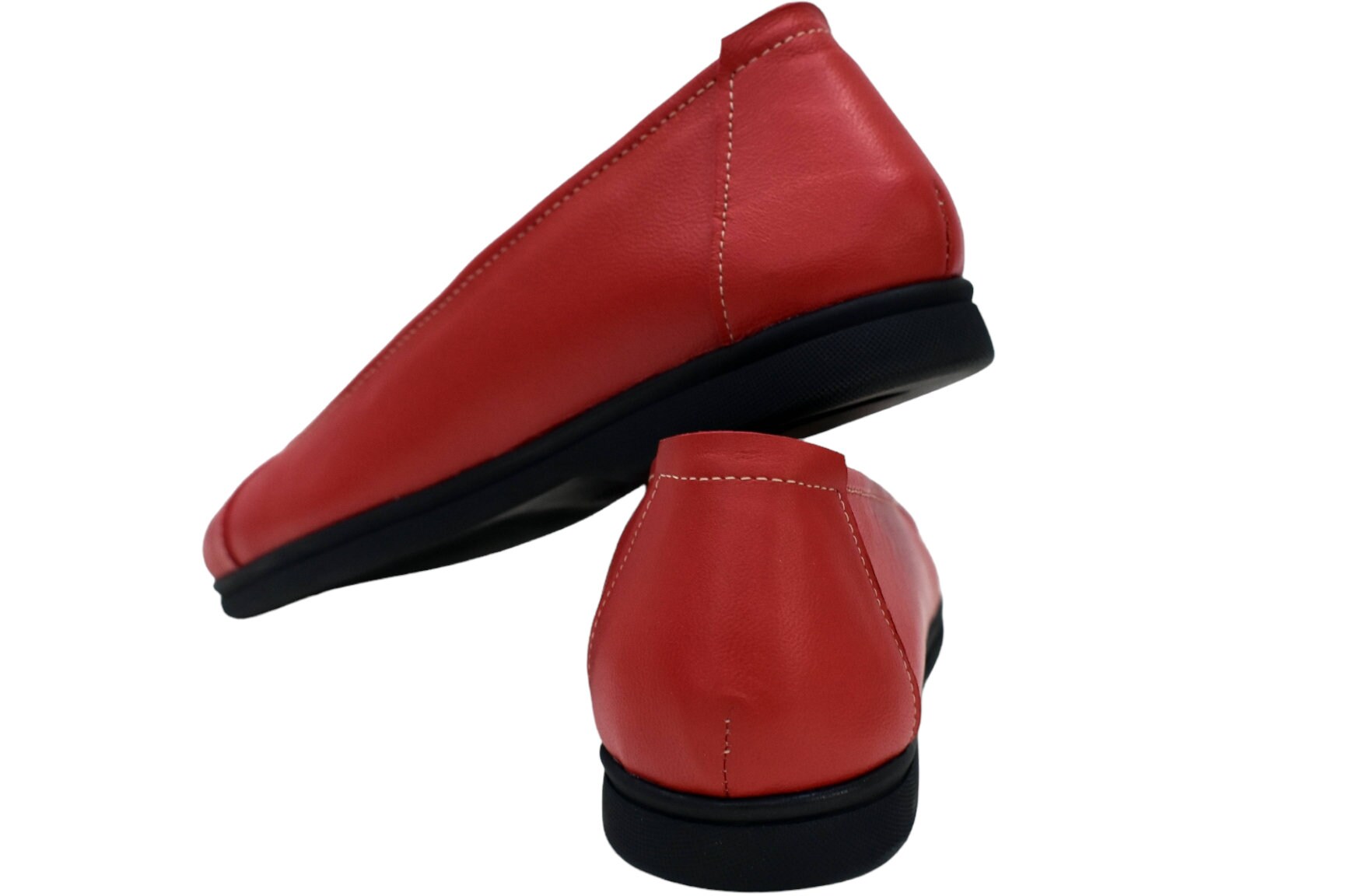 Red Flat Shoes Genuine Leather Pumps for Women Women Dress Shoes Flat ...