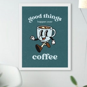 Retro Blue Coffee Print Instant Download - Etsy