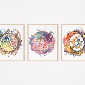 Pentagram Watercolor Clip Art, Wiccan PNG, High Quality Pentacle ...
