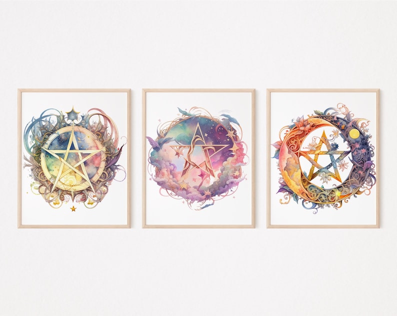 Pentagram Watercolor Clip Art, Wiccan PNG, High Quality Pentacle ...