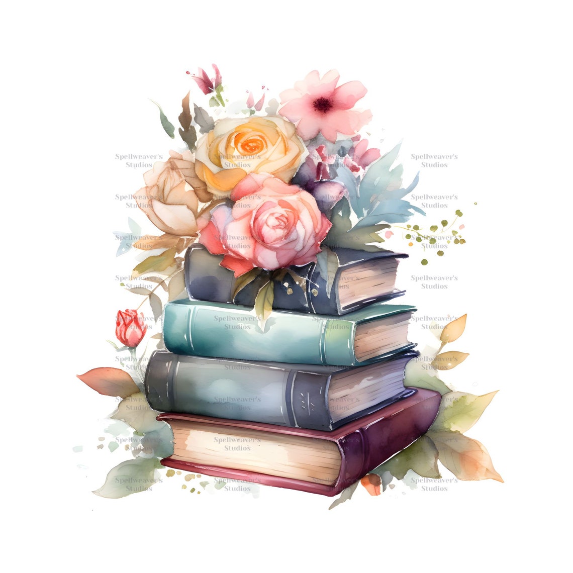 Watercolor Stack of Books PNG Bundle Bookish Clipart - Etsy Canada
