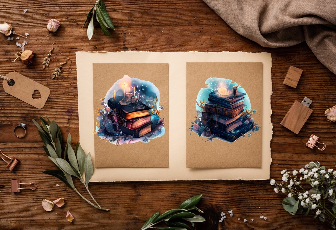 Watercolor Book Clipart Mystical Ephemera for the Mystical - Etsy