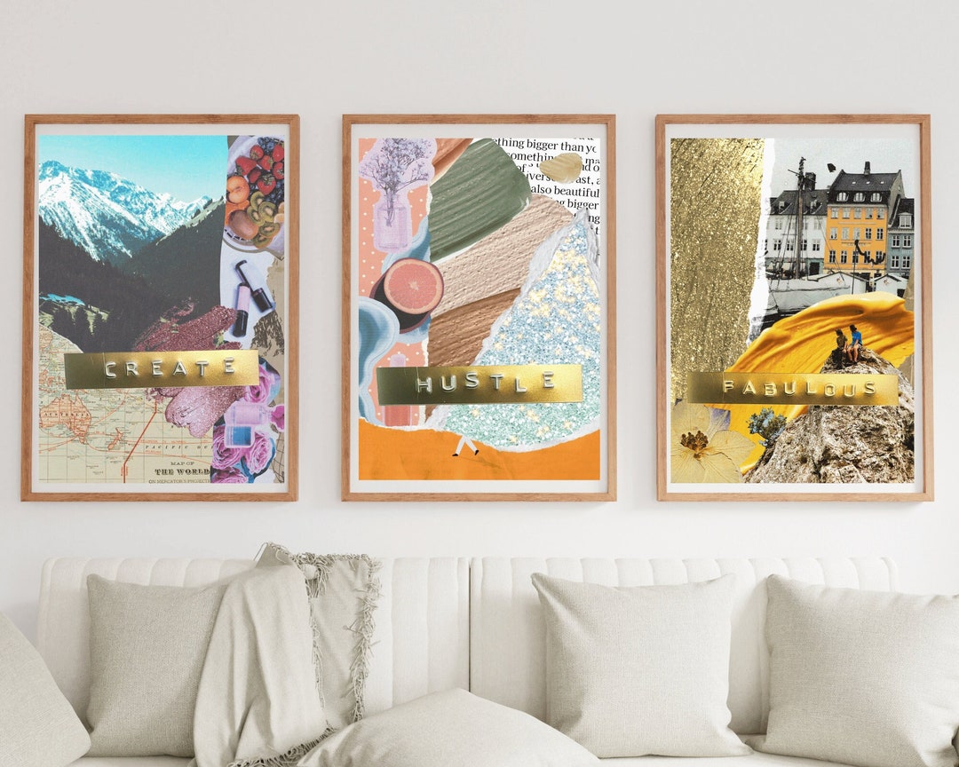 3 Handmade Digital Art, Three Digital Prints, Set of 3 Digital Wall Art ...