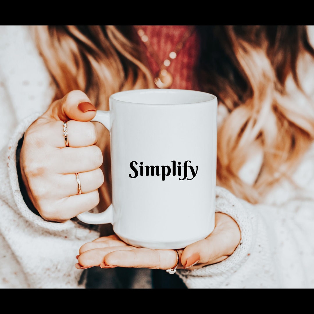 Simplify in Black Script Ceramic Mug 11oz - Etsy