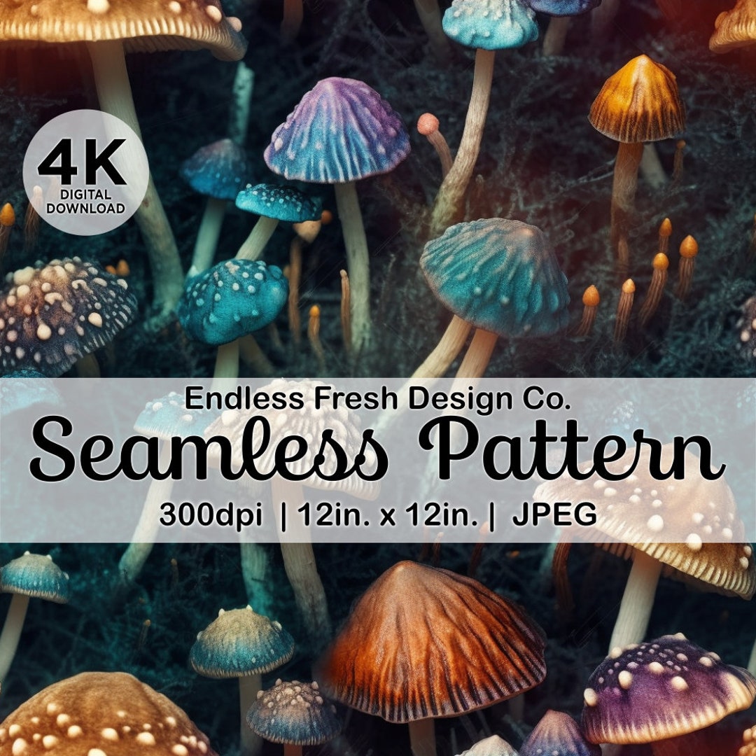 Magic Mushrooms, Seamless Pattern, 3D Pattern, 4K, Cottagecore ...