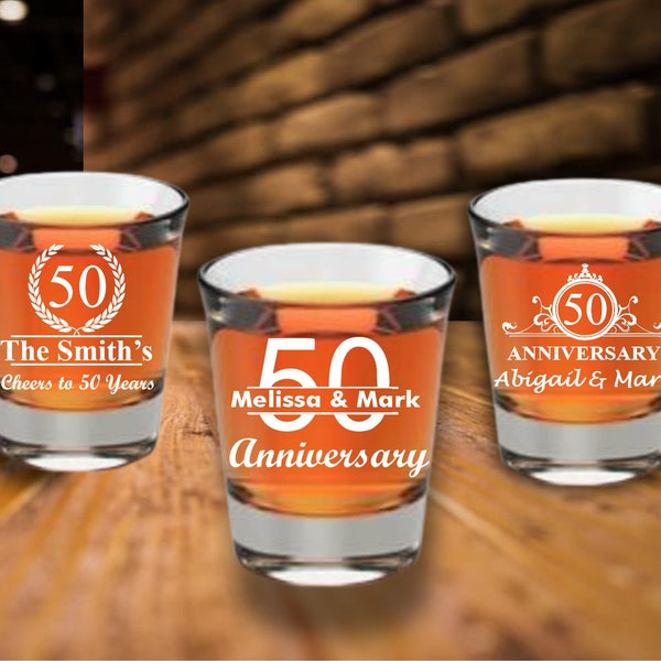50th Anniversary Shot Glasses - Etsy