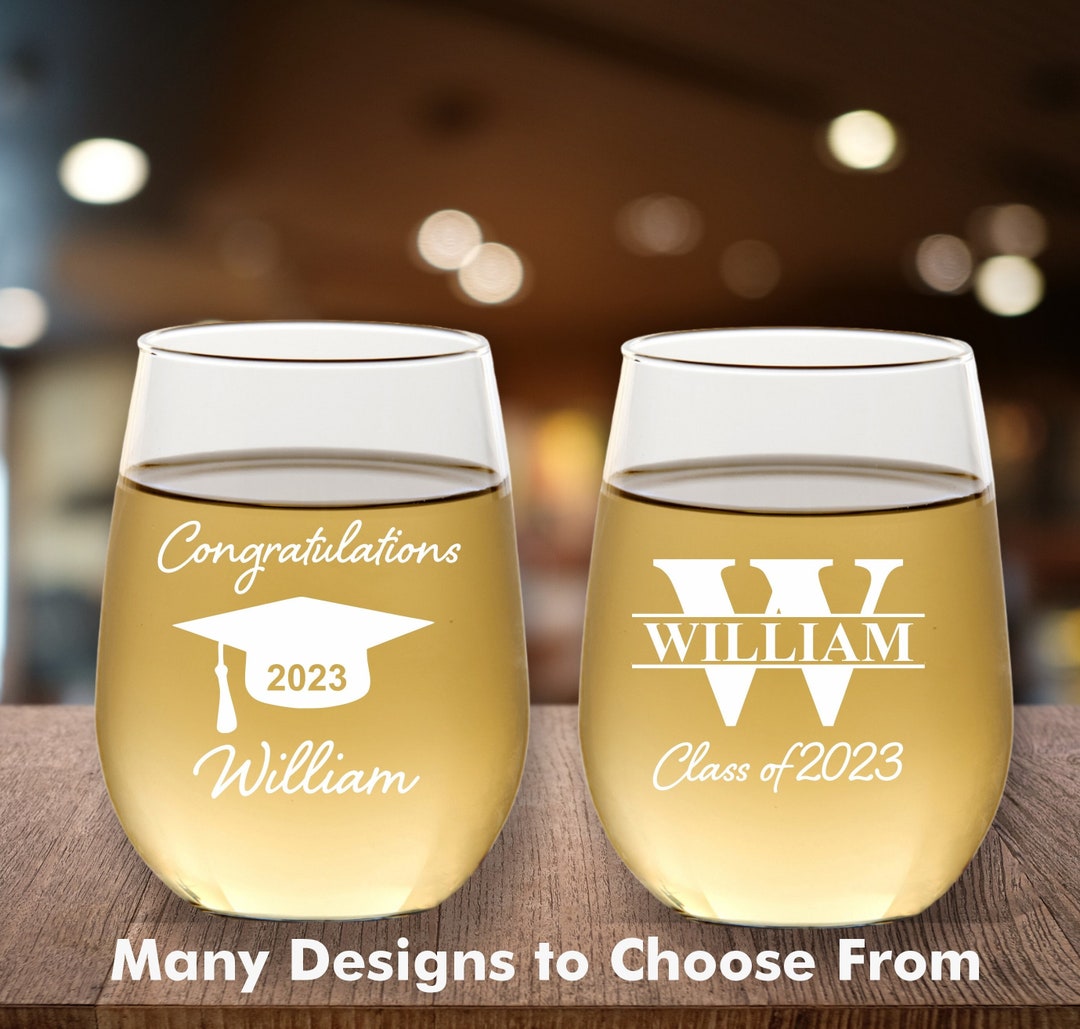 Set of 12 Custom Graduation Wine Glass Favors, 2023 College Graduate ...