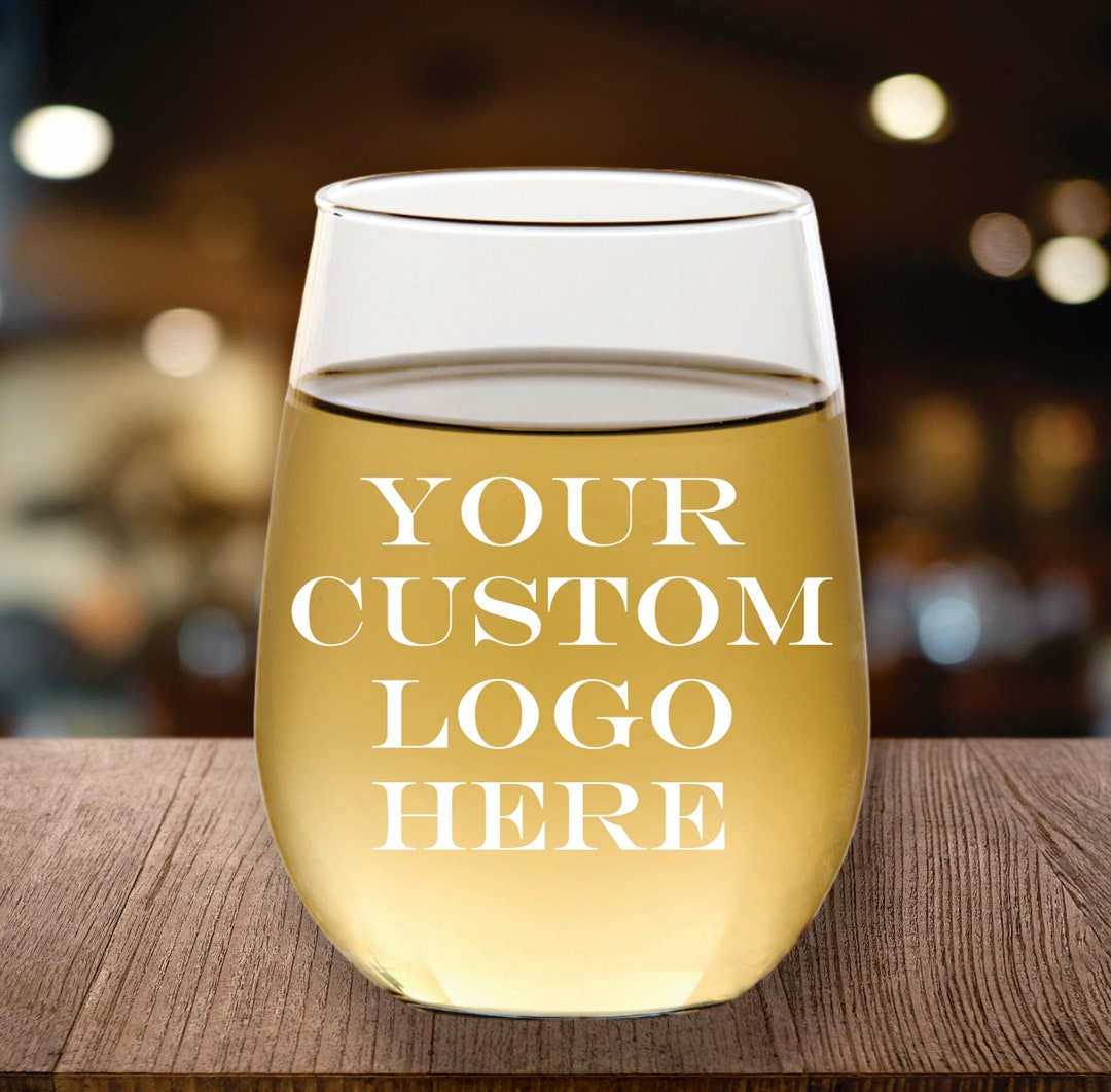 Bulk Your Logo Stemless Wine Glass - Engraved Company Logo - Business ...