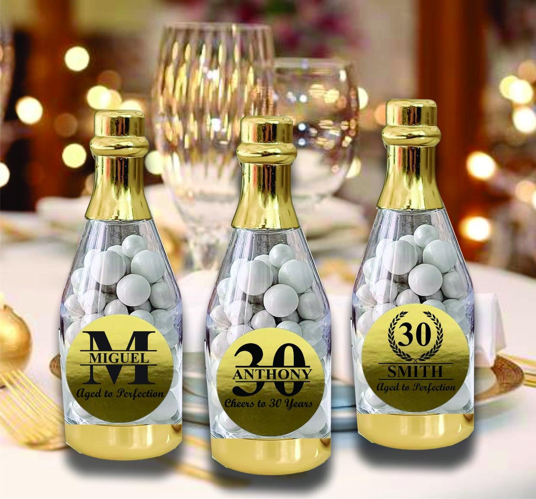 Mini Champagne Bottle Favor Containers, Personalized Birthday Favors ...