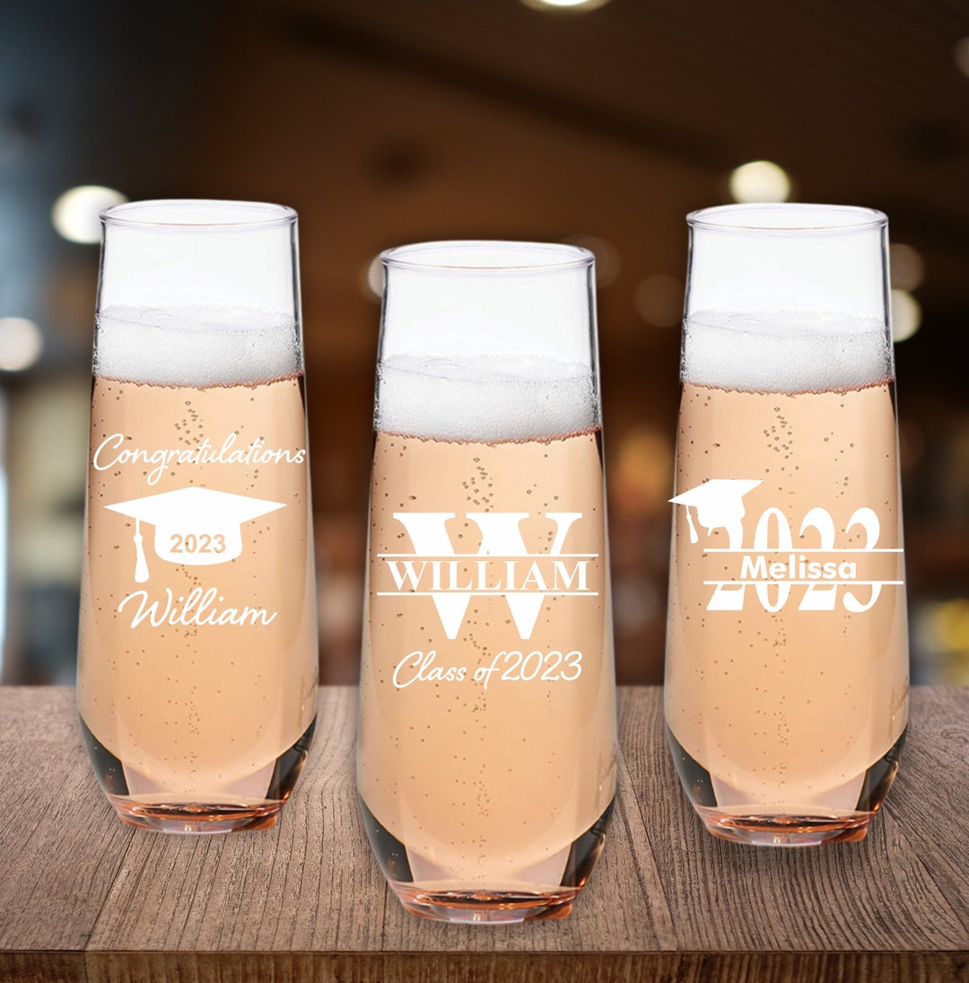 12 Pcs Graduation Stemless Champagne Glass Favors, Unique Graduation ...