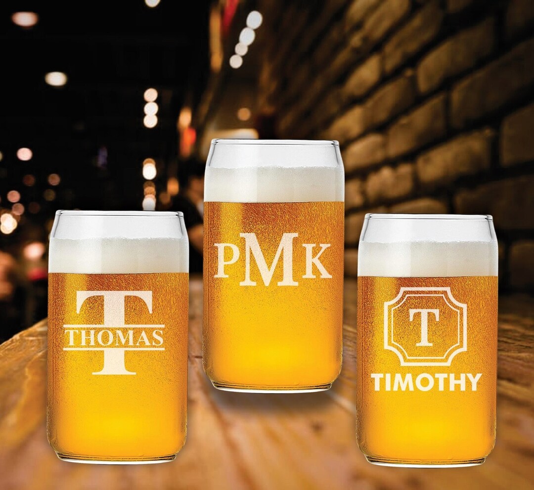 Custom Beer Can Glass T Monogram Beer Glasses Engraved Birthday Ts T For Men