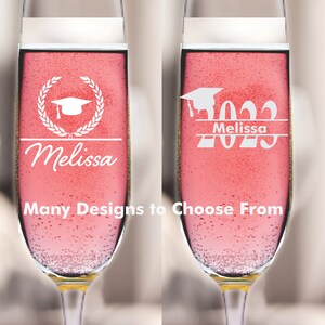 Personalized 12 Pcs Graduate Stem Champagne Glass Favors, 2025 ...