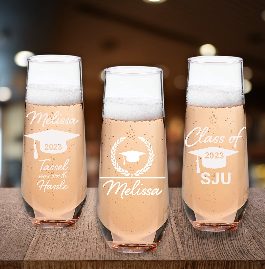12 Pcs Personalized Graduation Stemless Champagne Glass Favors, 2023 ...