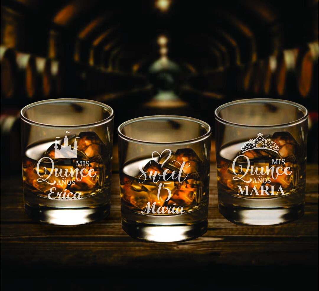 Quinceañera Whiskey Glass Party Favors - Sweet 15 Princess Party ...