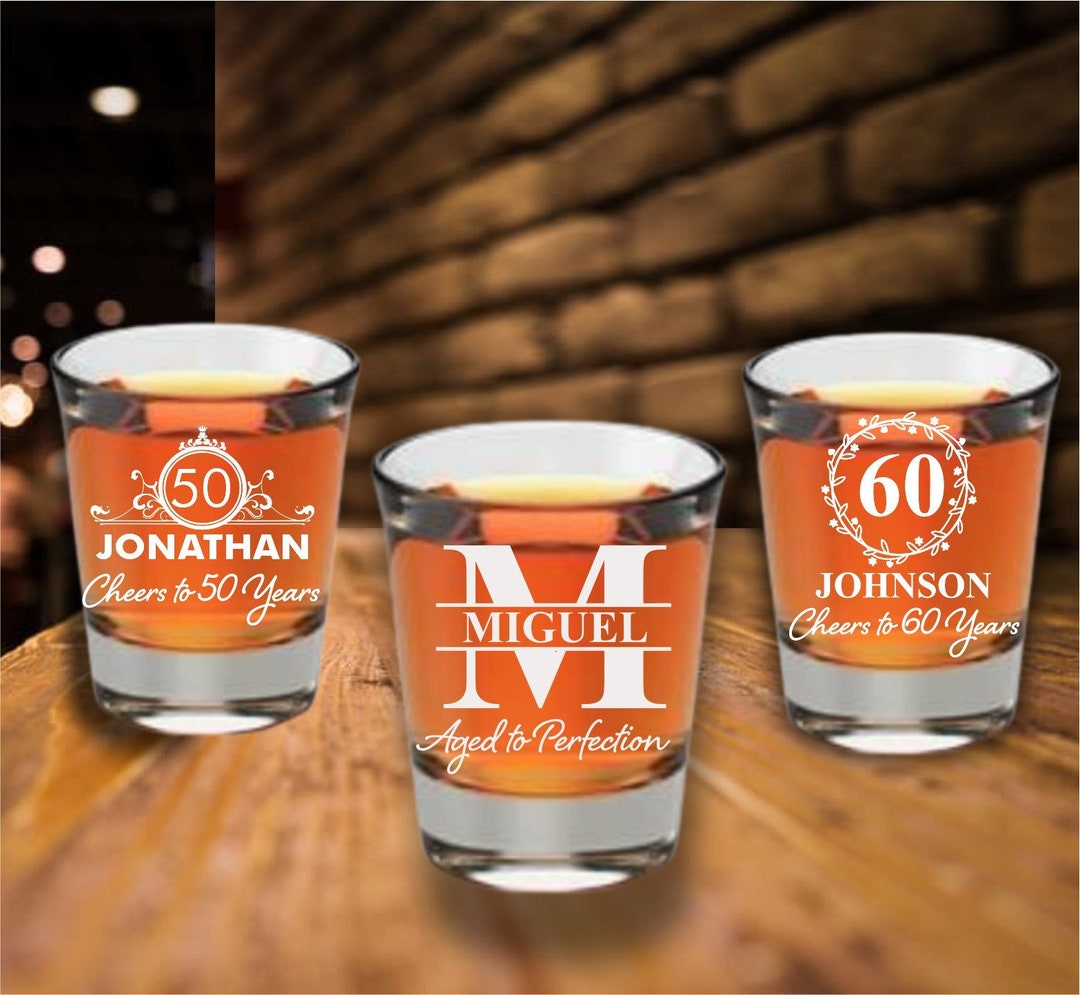 12 Pc Set of Custom Engraved Birthday Shot Glass Favors, Personalized ...