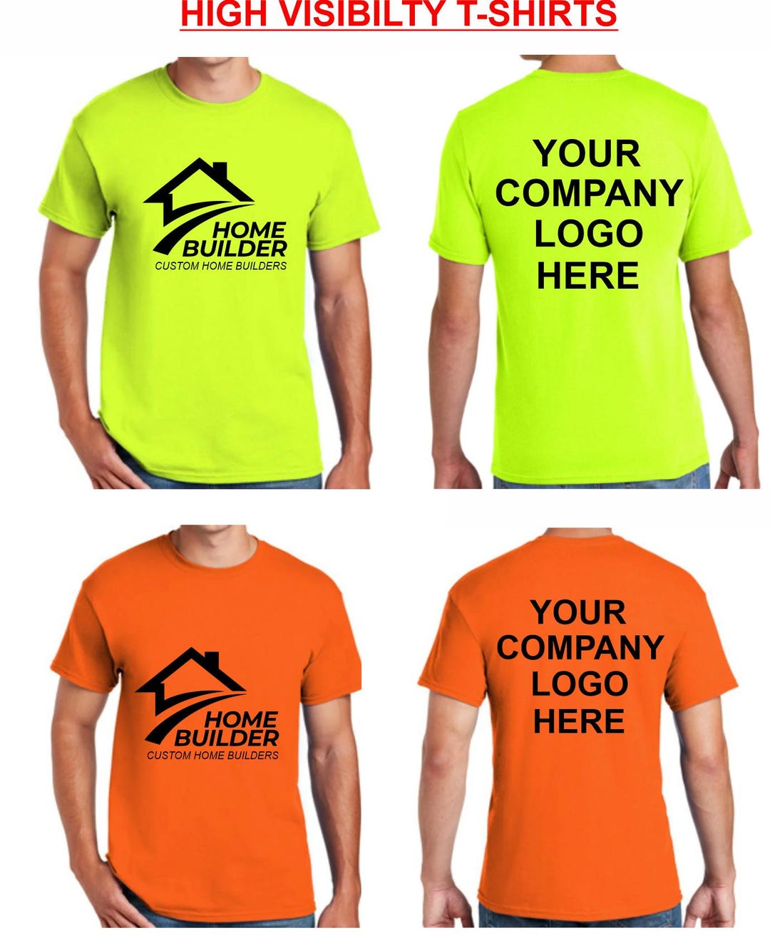Custom Construction Safety Green Work Shirts | Screen Printed ...