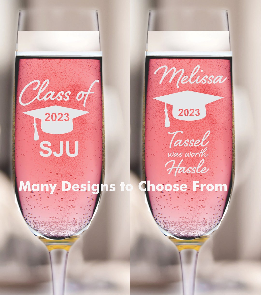 Personalized 12 Pcs Graduate Stem Champagne Glass Favors, Custom ...