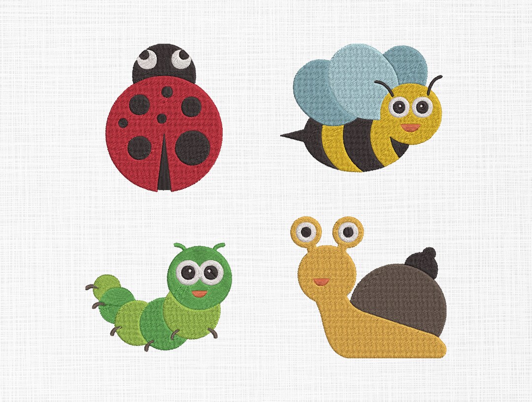 Cute Baby Insects Bundle Embroidery Design Cute Insects Embroidery ...