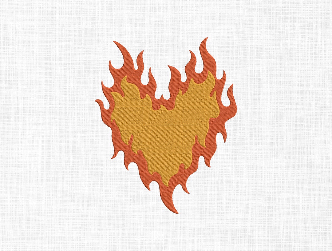 Fire Heart Embroidery Design Flame Heart Embroidery Design Heart ...