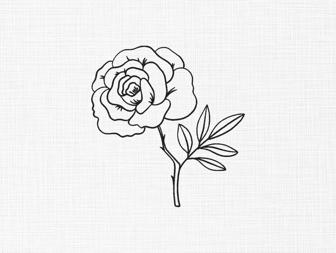 Rose Embroidery Design June Birth Flower Embroidery Design Line Art ...