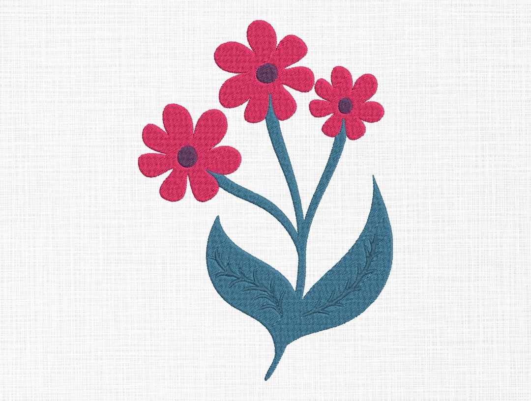 Flower Embroidery Design Flat Flowers Embroidery Files Floral - Etsy