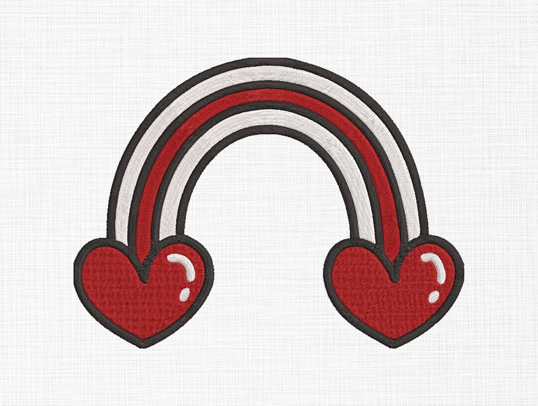 Heart Rainbow Embroidery Design Rainbow With Hearts Embroidery Design ...
