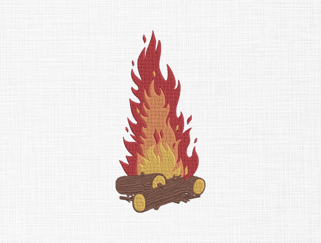 Camping Flame Embroidery Design Bone Fire Embroidery Design Fire ...