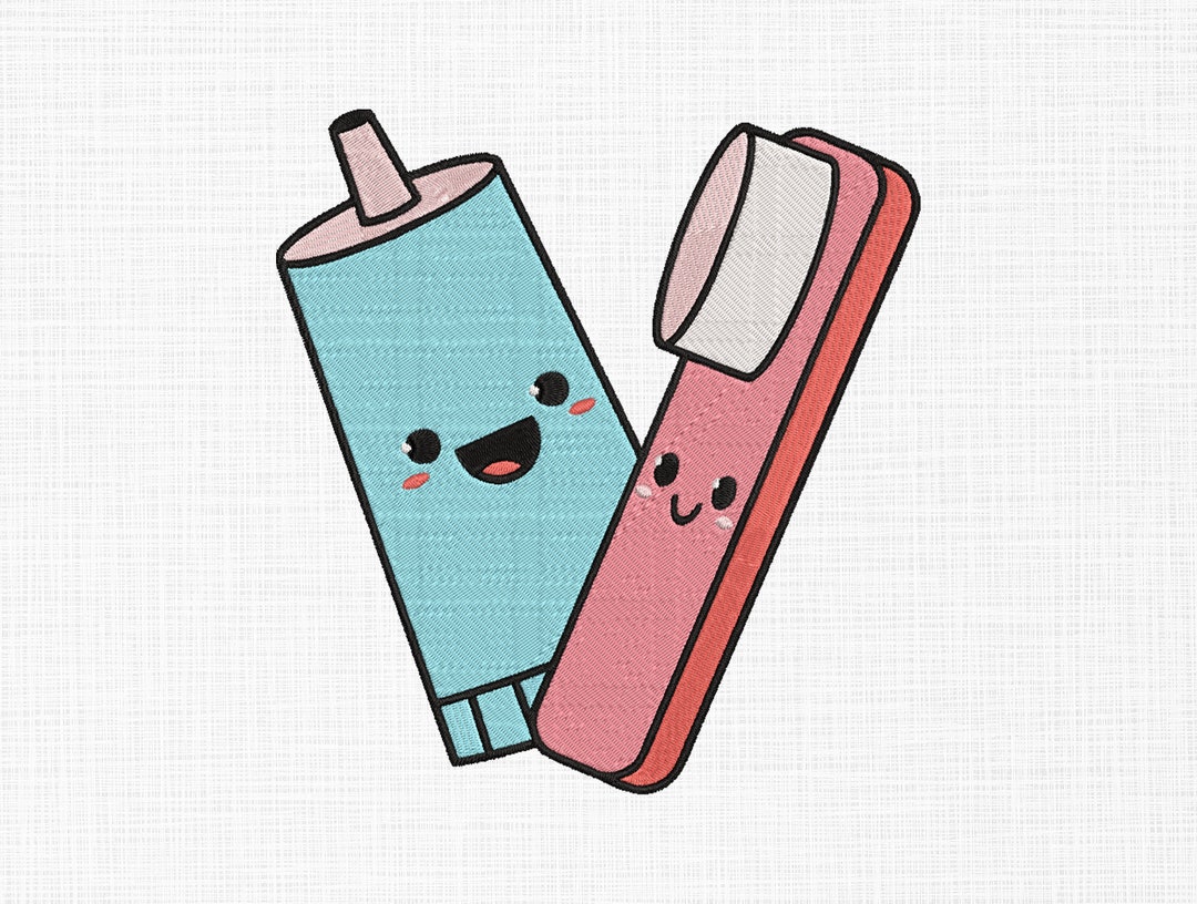 Cute Tooth Paste Embroidery Design Tooth Paste With Brush Embroidery ...