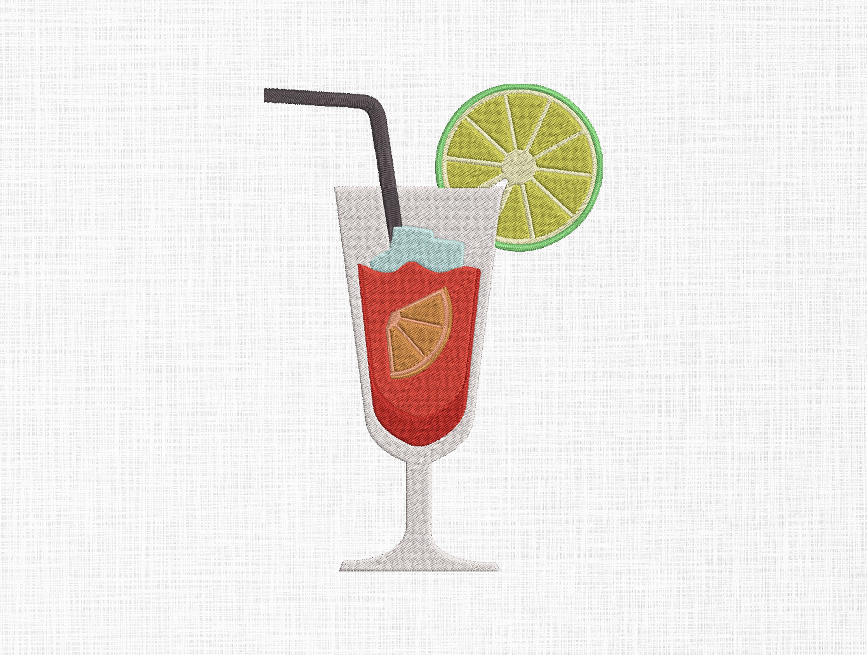 Cocktail Embroidery Design Refreshment Embroidery Design Juice Glass ...