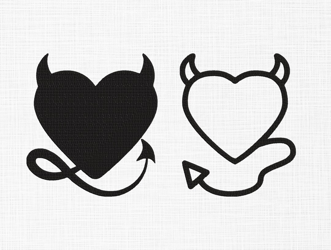 Devil Hearts Bundle Embroidery Design Black Heart Embroidery Design ...