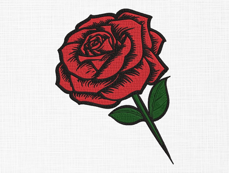 Rose Embroidery Design Flower Embroidery Design Red Flower - Etsy