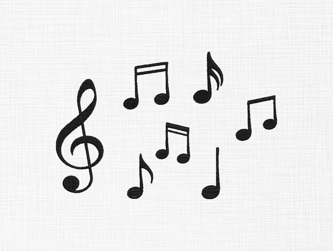 Music Notes Embroidery Design Treble Clef Notes Embroidery Design Music ...