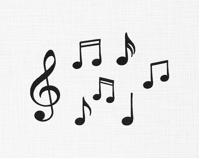 Treble Clef Hand Embroidery Pattern, Music Embroidery Design, Floral ...