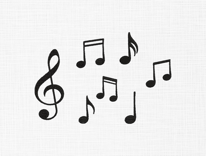 Music Notes Embroidery Design Treble Clef Notes Embroidery Design Music ...