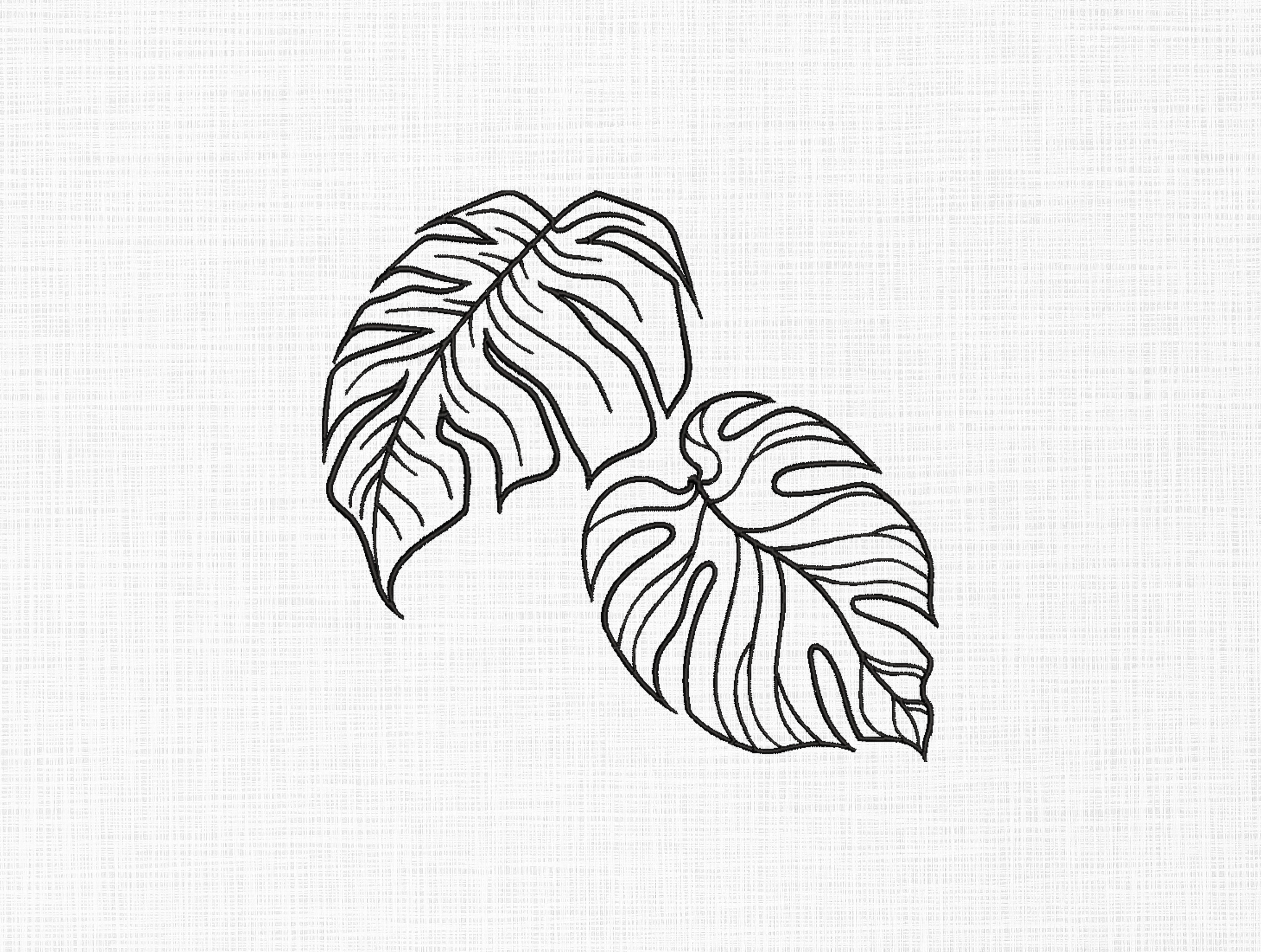Monstera Leaf Line Art Embroidery Design Leaf Embroidery - Etsy