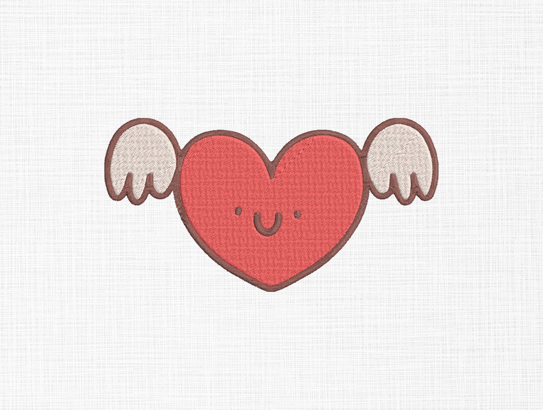 Cute Heart Embroidery Design Heart With Wings Embroidery Design Heart ...