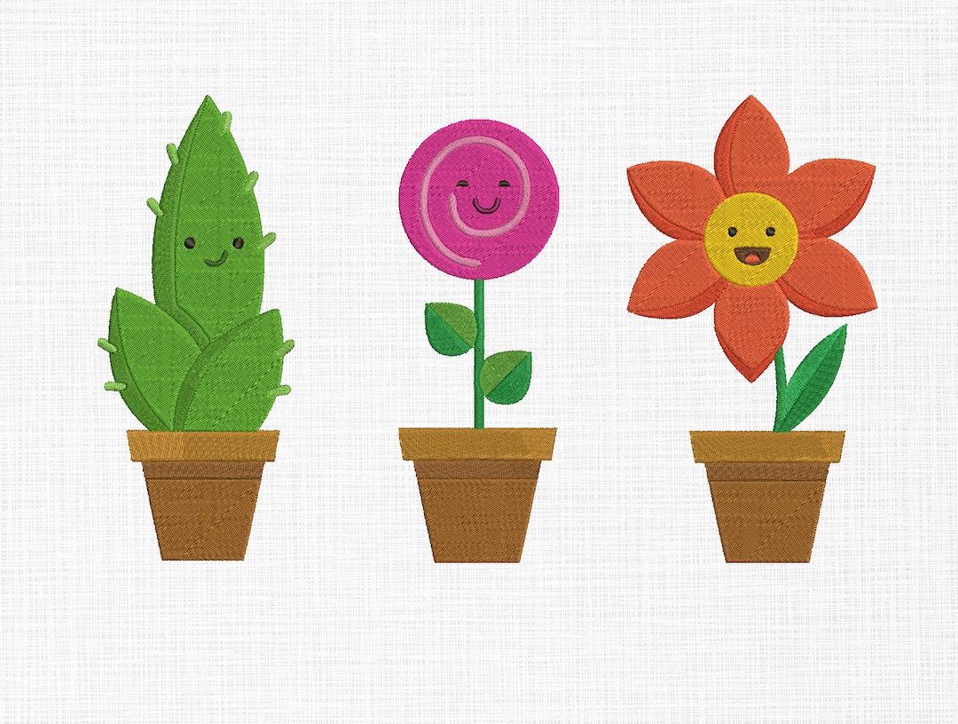 Flowers Pot Bundle Embroidery Design Pot Embroidery Design Flat ...