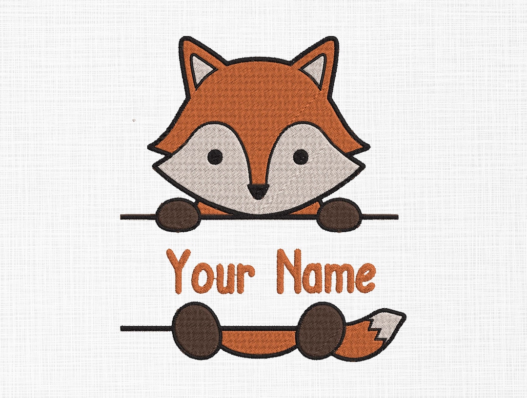 Cute Baby Fox Monogram Embroidery Design Baby Fox Embroidery Design ...