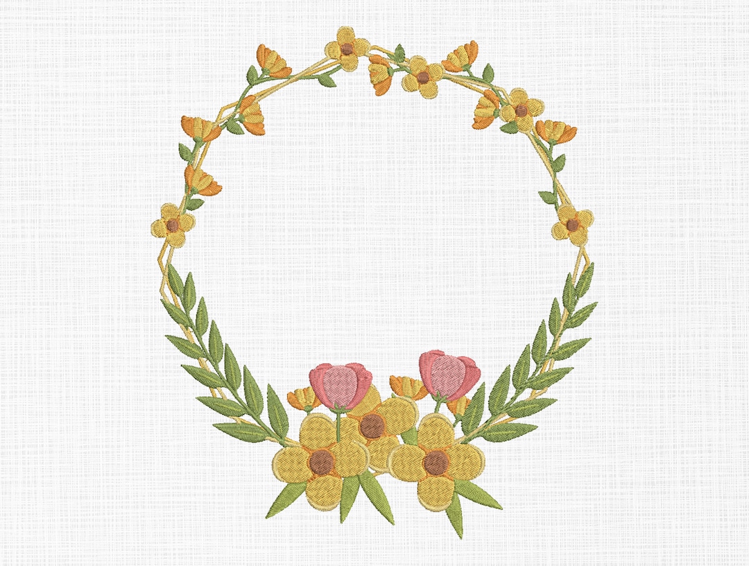 Floral Wreath Embroidery Design Flowers Wreath Embroidery Design Floral ...