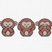 Cute Baby Monkey's Embroidery Design Wise Monkey Bundle Embroidery ...